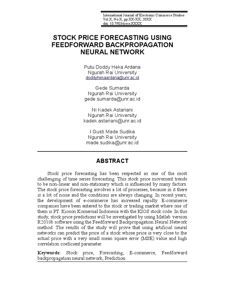 IJECS - Format Back Up | PDF | Stock Market | Artificial Neural Network
