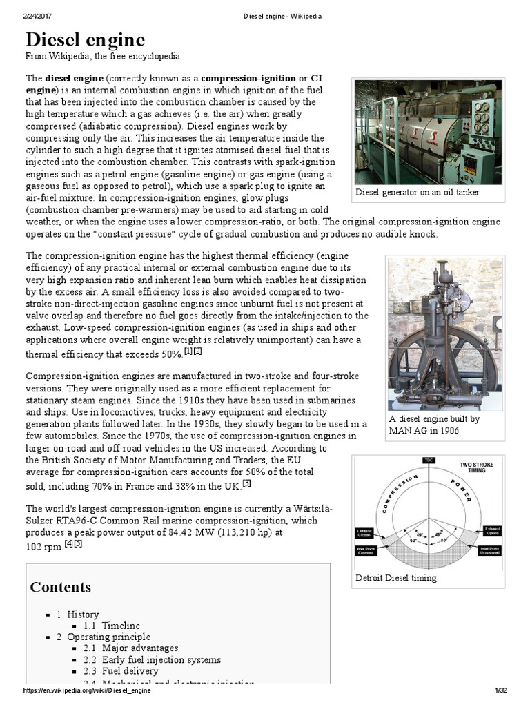 Diesel Engine - Wikipedia PDF | PDF | Diesel Engine | Internal Combustion Engine
