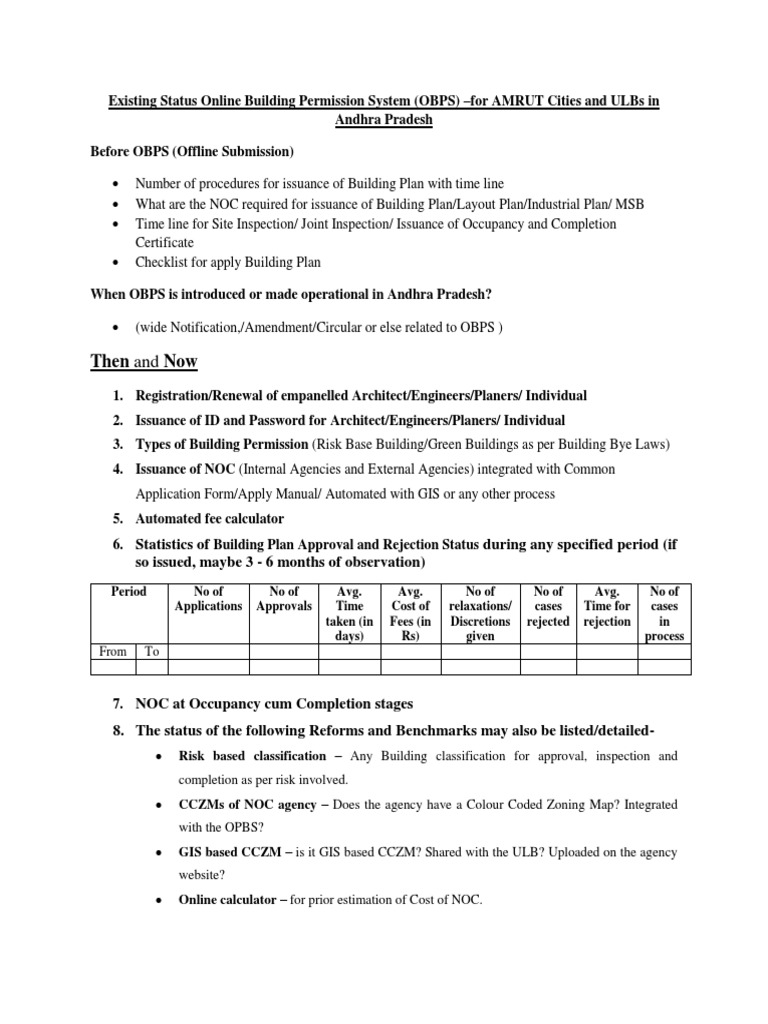 Existing Status Online Building Permission System (OBPS) - Andhra ...