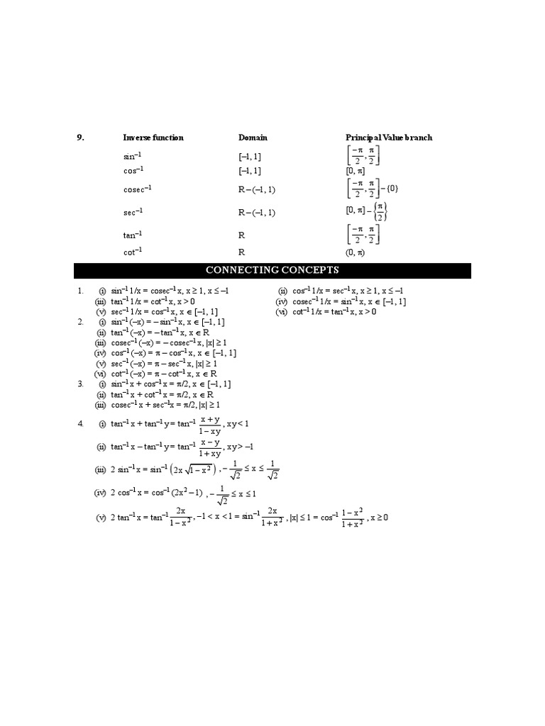 Inverse Functions Domains and Properties | PDF | Sine | Trigonometric ...