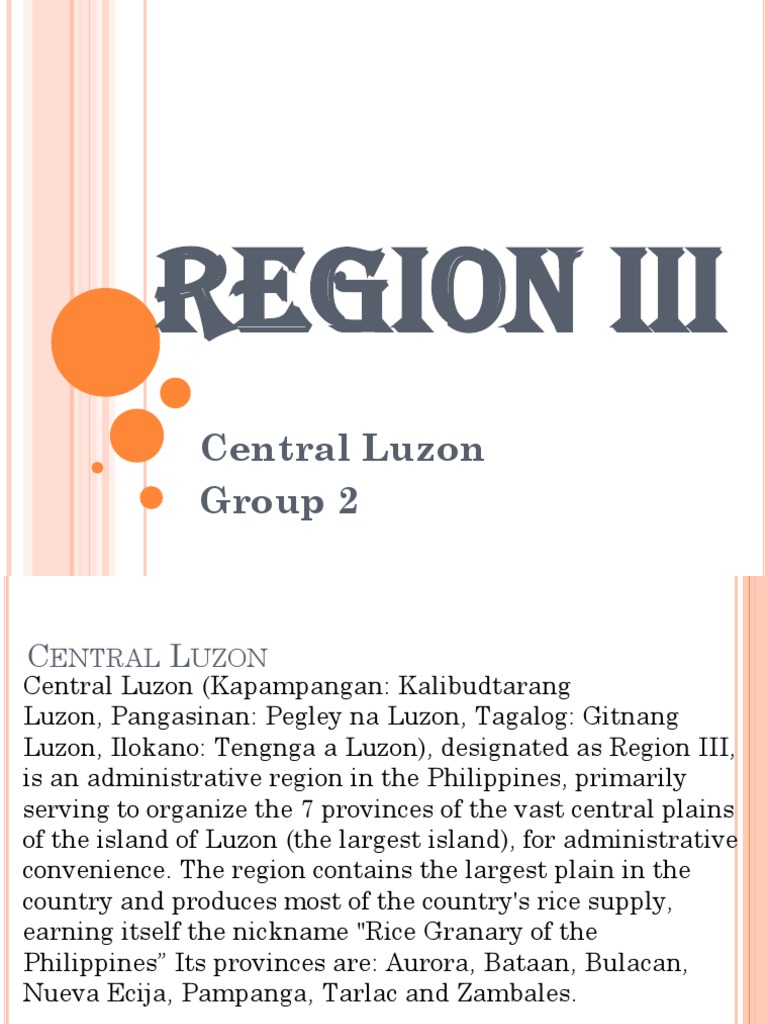 Region Iii: Central Luzon Group 2 | PDF | Luzon | Philippines