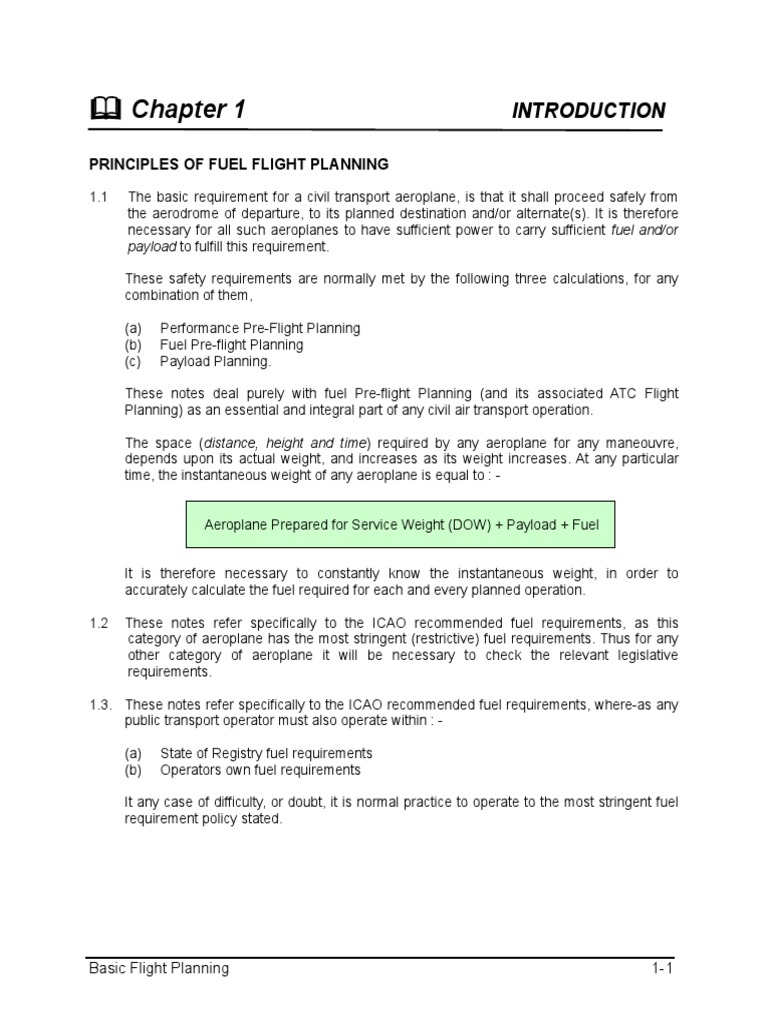 Principles of Fuel Flight Planning: Payload To Fulfill This Requirement ...