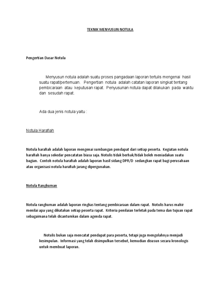 Teknik Penyusunan Notula Rapat | PDF