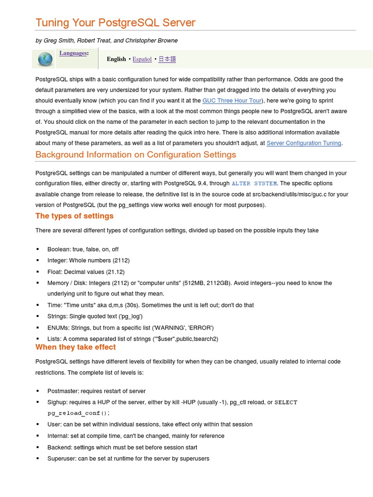 Tuning Your PostgreSQL Server | Download Free PDF | Postgre Sql | Databases