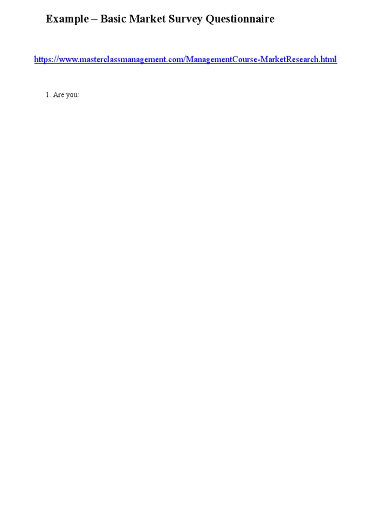 Basic Market Survey Questionnaire | PDF