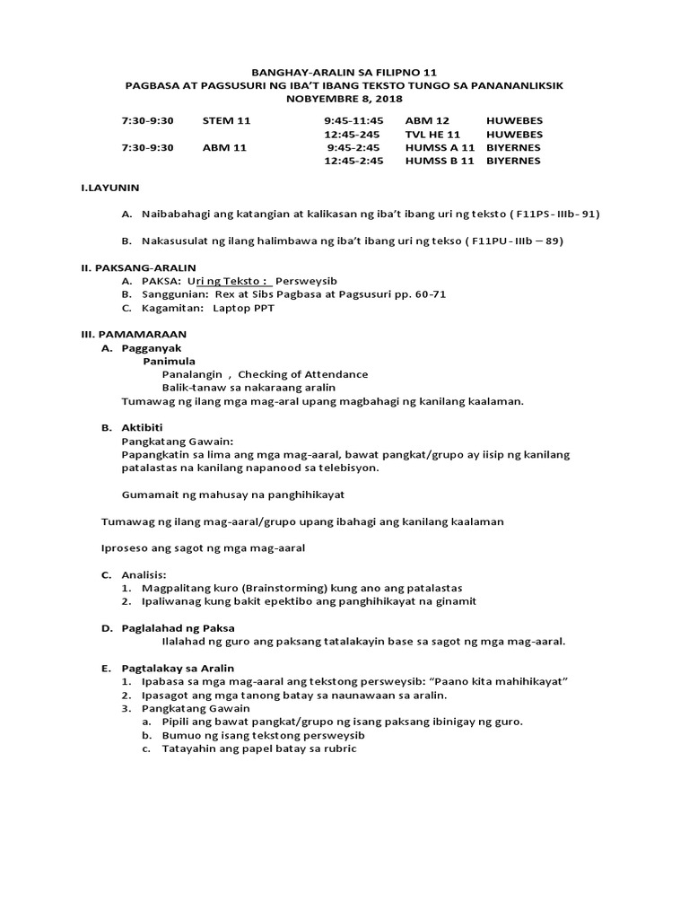 DLP Pagbasa at Pagsusuri | PDF