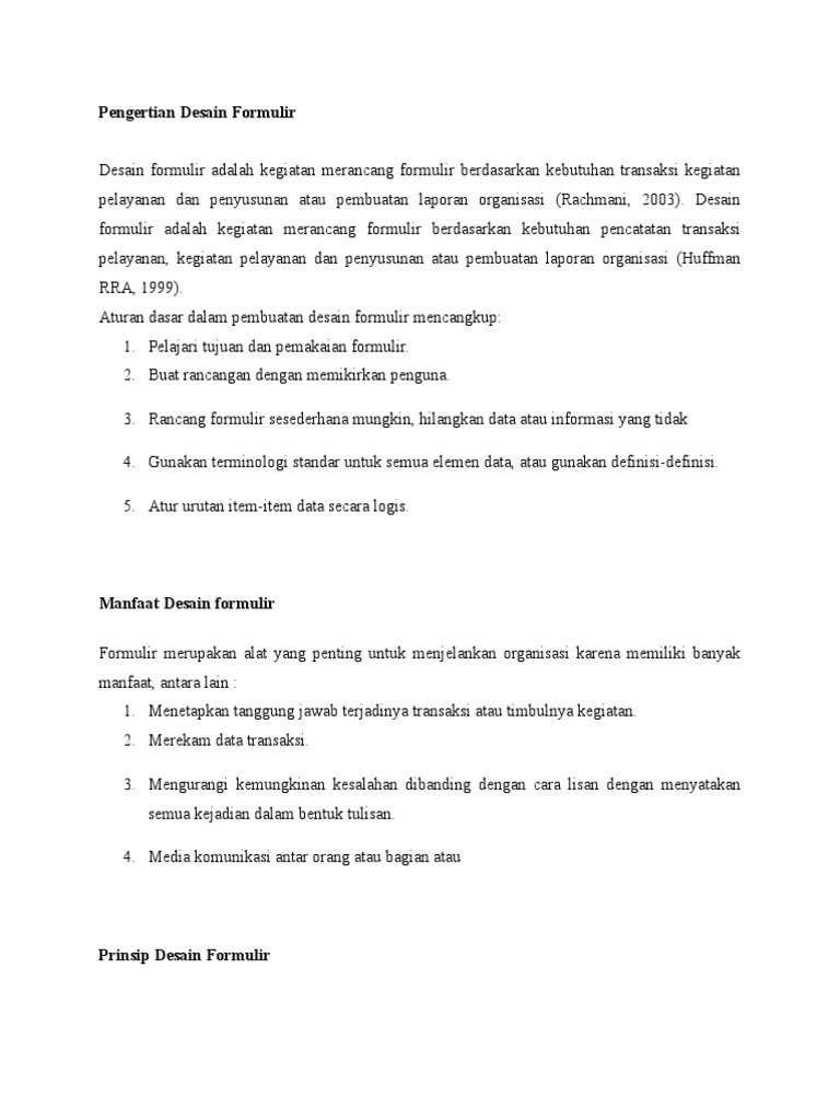 Pengertian Desain Formulir | PDF