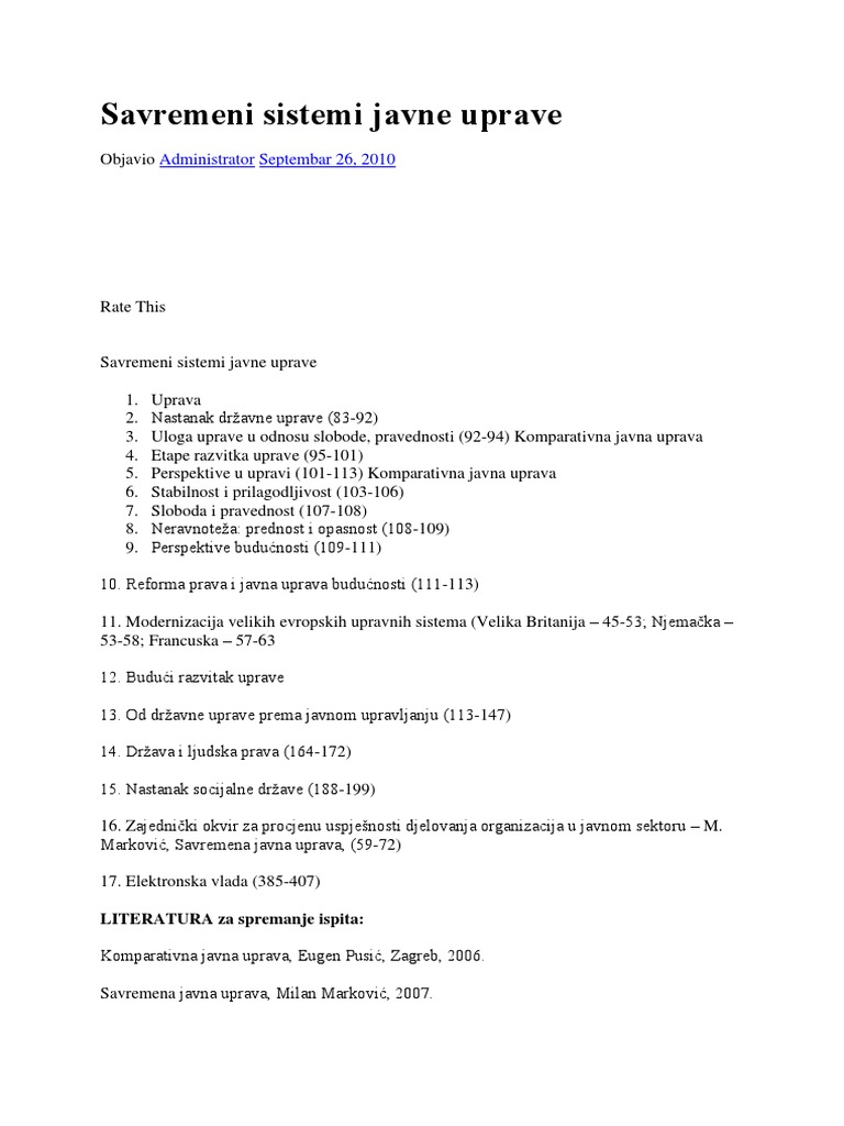 Savremena Javna Uprava Pitanja | PDF