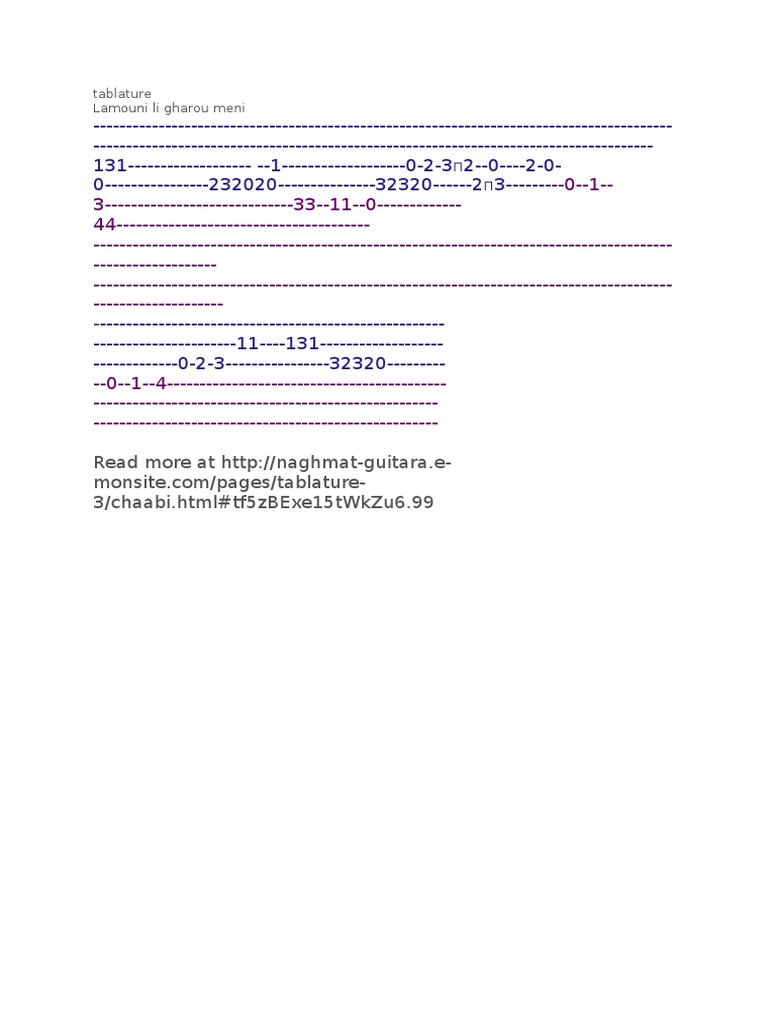 Lamouni Li Gharou Meni Tablature | PDF