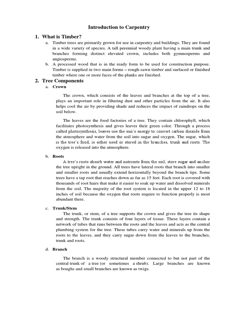 Introduction To Carpentry | PDF | Wood | Lumber