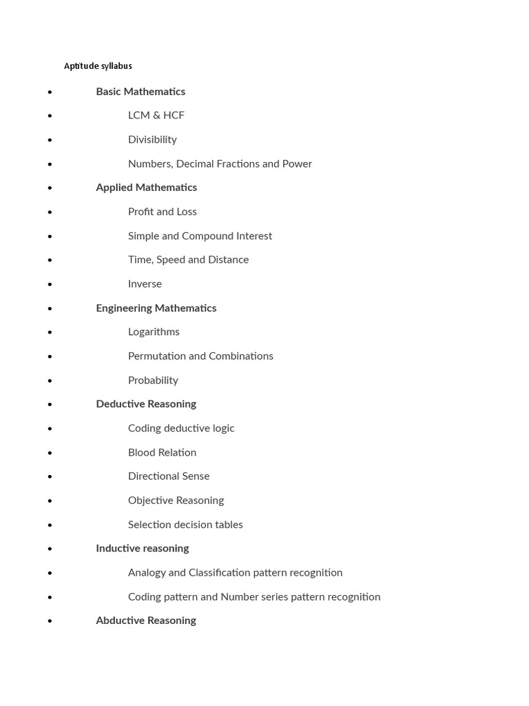 Comprehensive Aptitude Syllabus Guide | PDF