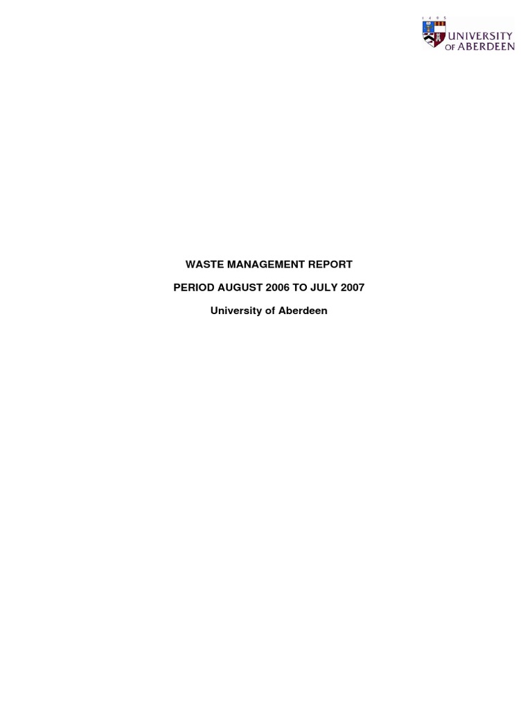 Waste Management Report | PDF | Recycling | Reuse