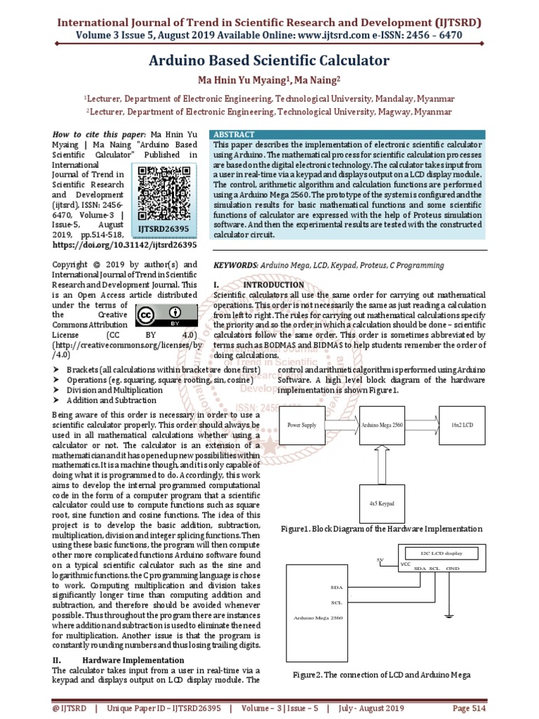 Arduino Based Scientific Calculator | PDF | Calculator | Trigonometric Functions