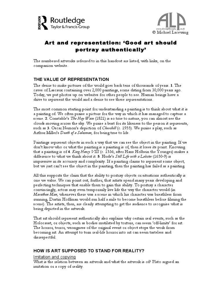 Art and Representation: Good Art Should Portray Authentically' | PDF ...