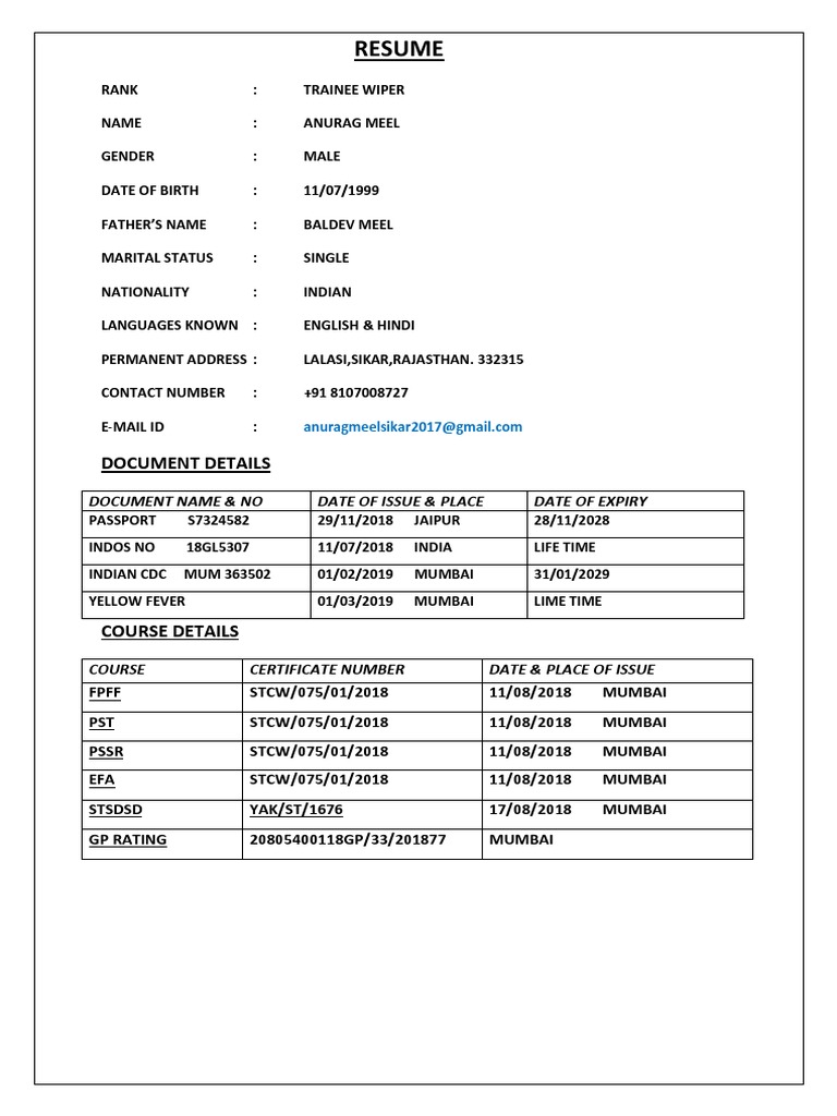 Anurag CV | PDF