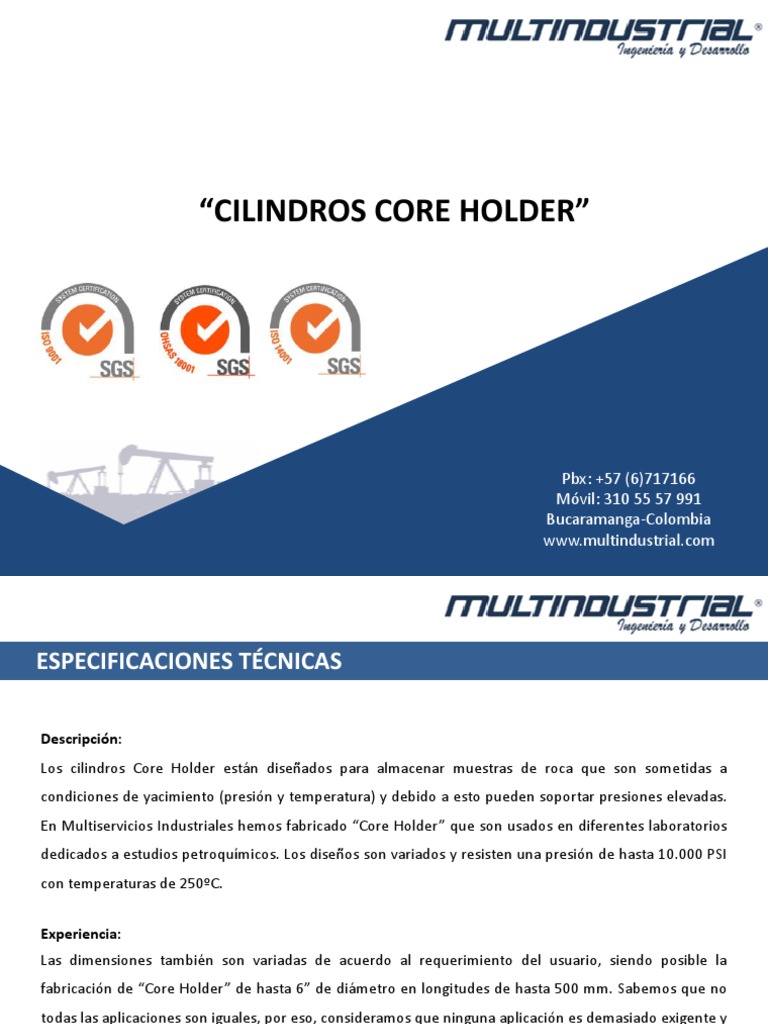 Cilindros Core Holder para Laboratorios | PDF | Acero inoxidable | Acero