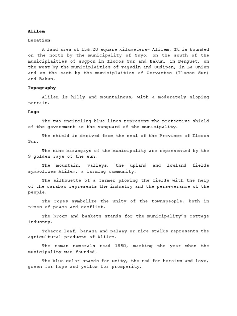 Municipality of Alilem | PDF