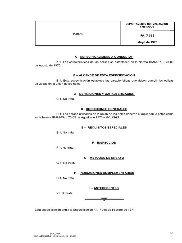 Especificaciones de Eclisas para Rieles | PDF
