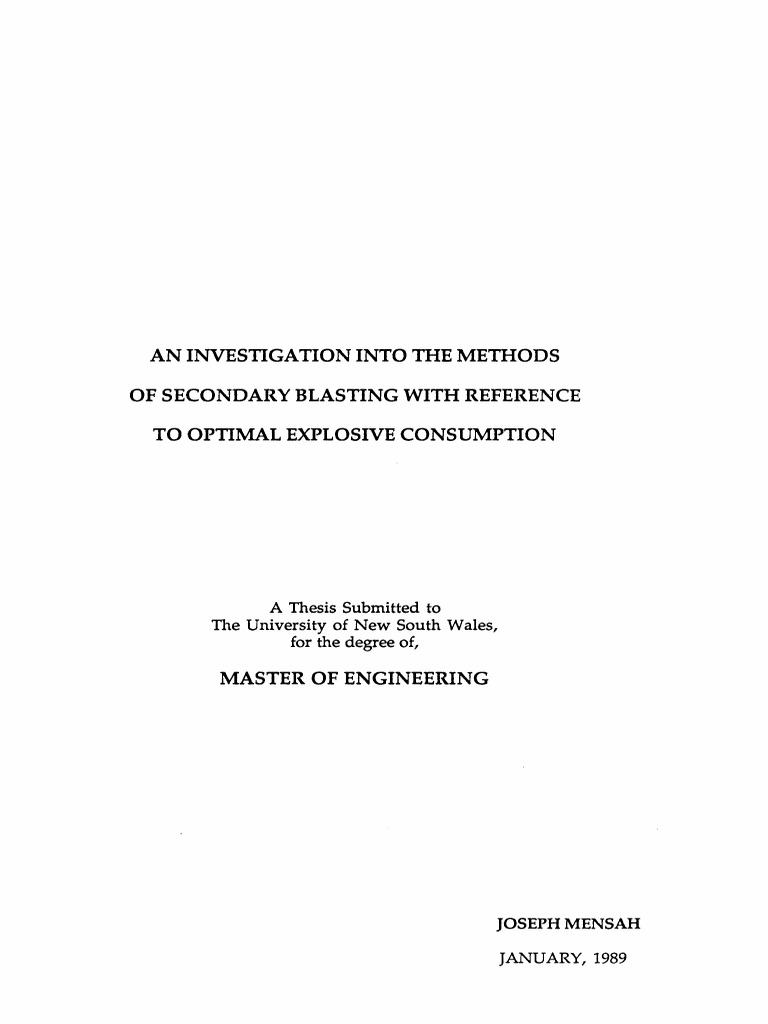 An Investigation Into The Methods of Secondary Blasting With Reference ...