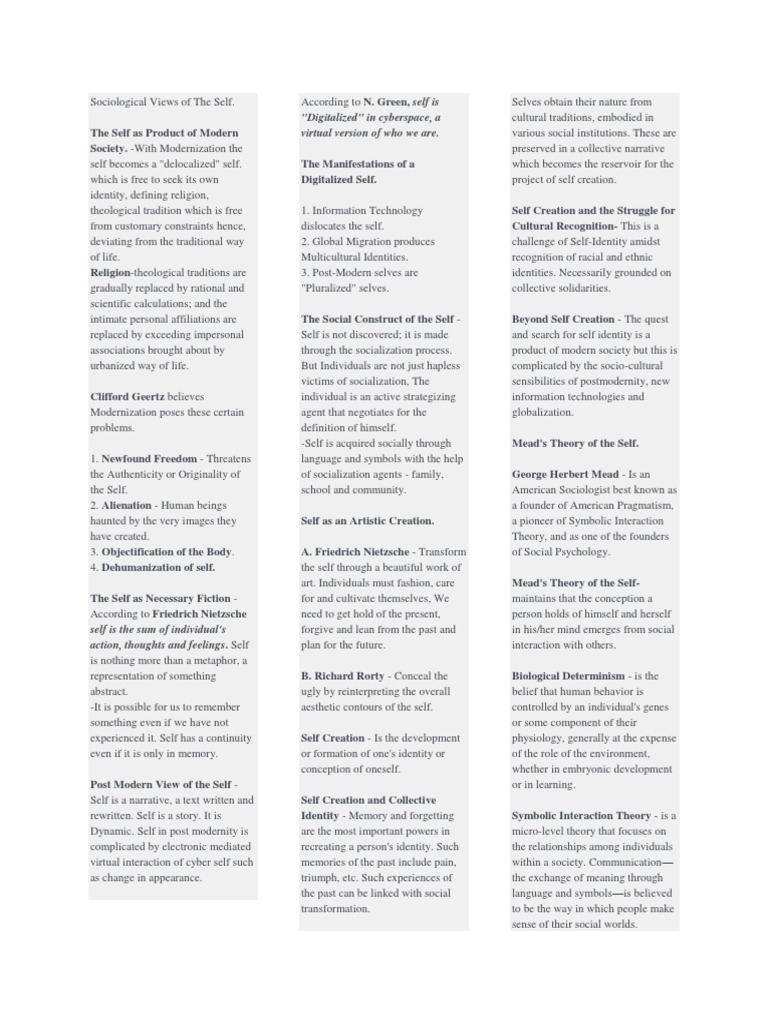 Sociological Views of The Self | PDF | Self | Identity (Social Science)