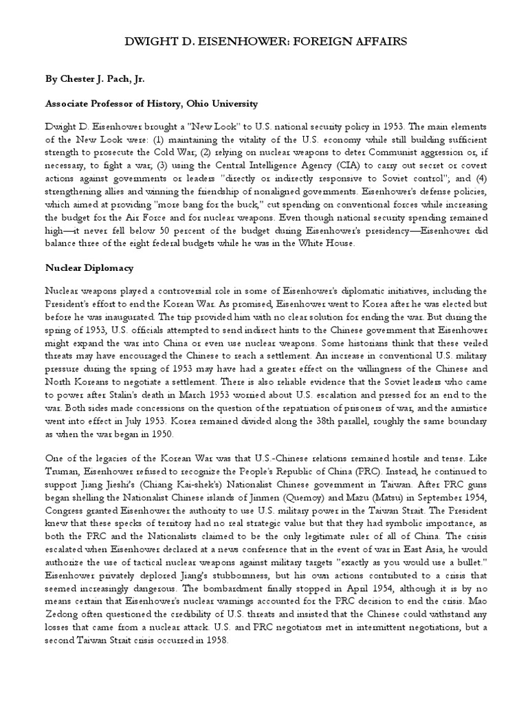 Eisenhower Foreign Policy Overview | PDF | Dwight D. Eisenhower | Gamal ...