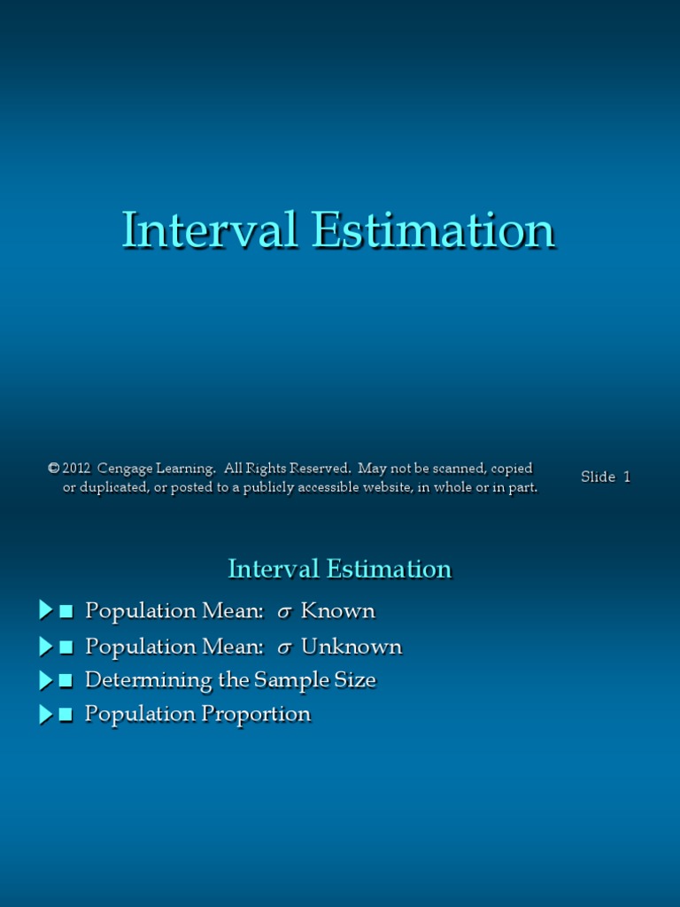 Lecture Interval Estimation | PDF | Sample Size Determination | Confidence Interval