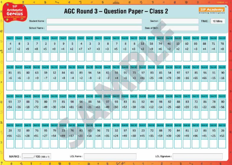 AGC Round 3 Question Paper Class 2 | PDF