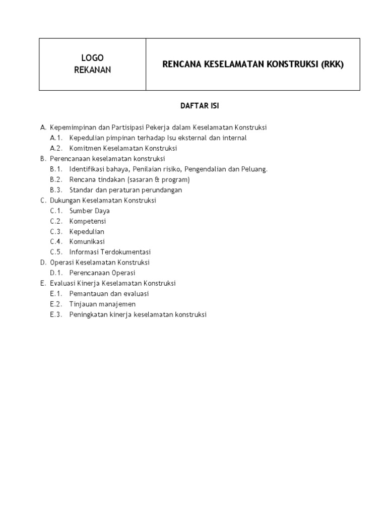 Logo Rekanan: Rencana Keselamatan Konstruksi (RKK) | PDF