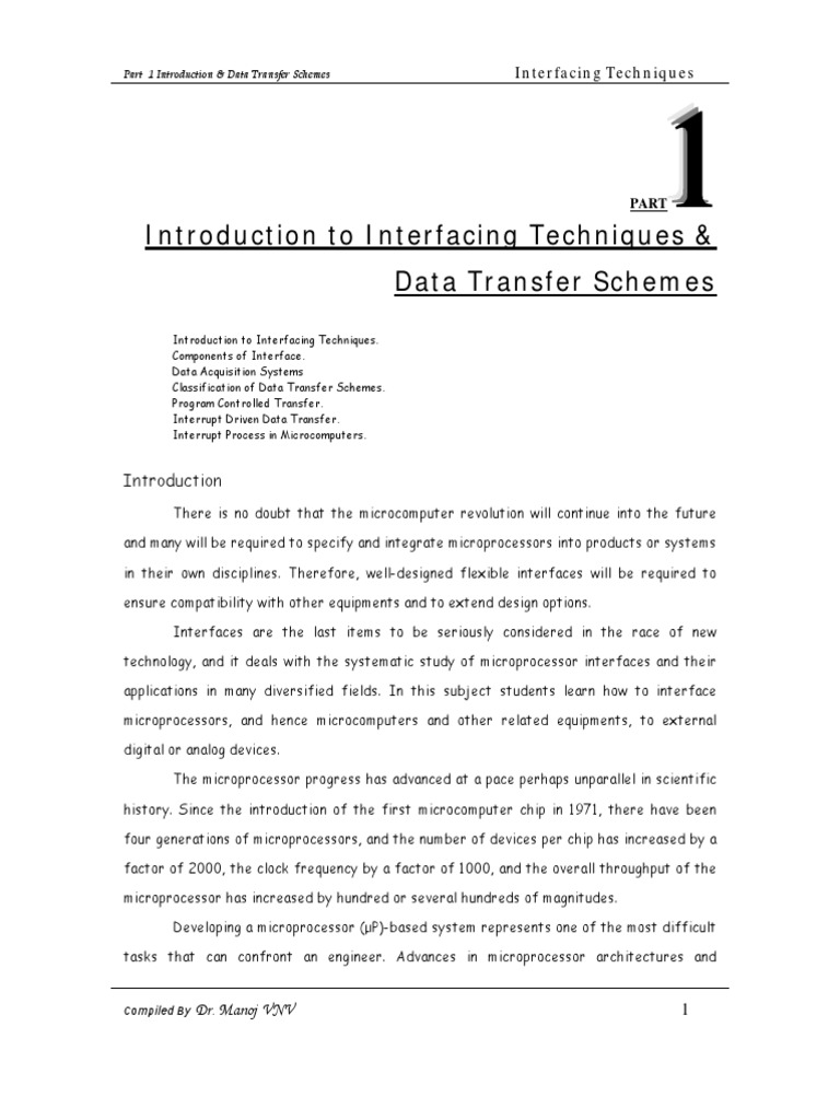 Introduction To Interfacing Techniques & Data Transfer Schemes | PDF | Central Processing Unit ...