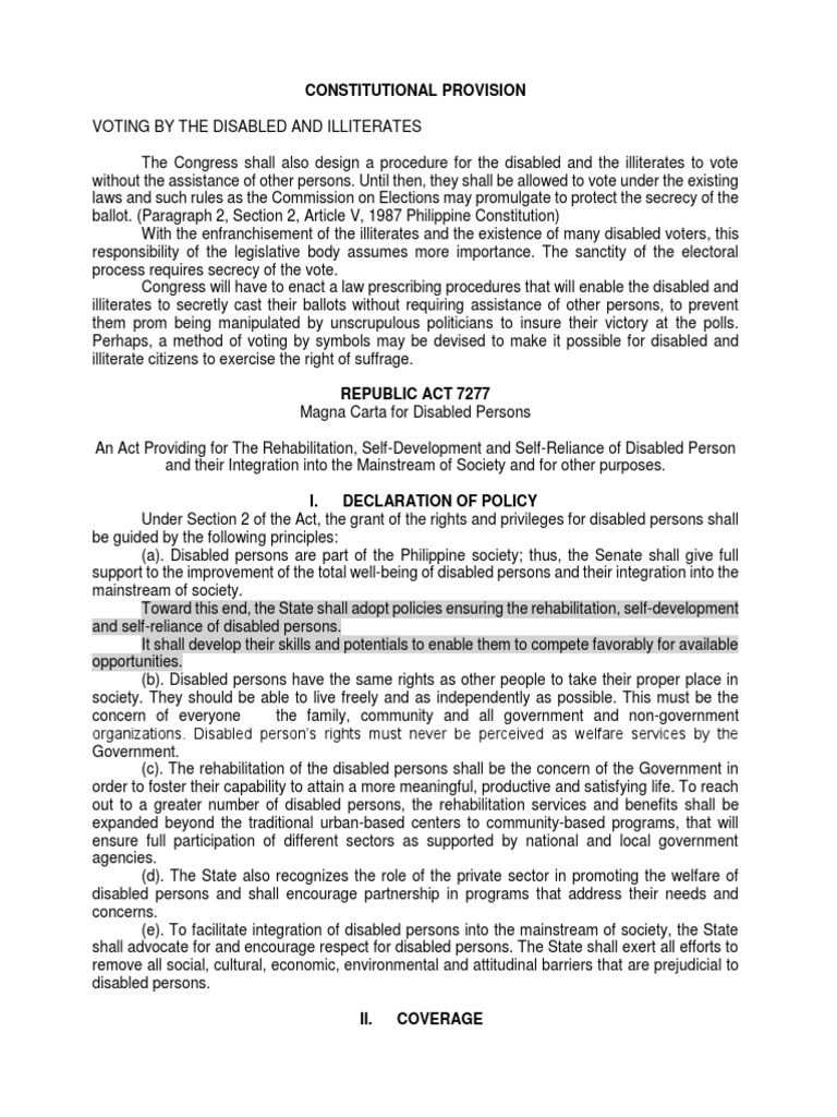 Ra 7277 | PDF | Disability | Employment