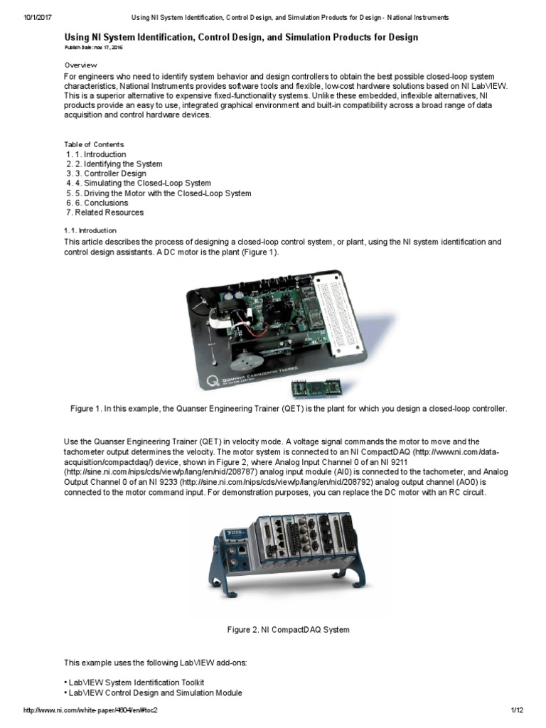 Using NI System Identification, Control Design, and Simulation Products ...
