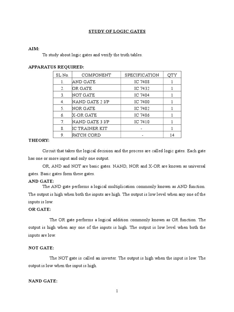 Digital Principle & System Design Lab Manual | PDF | Logic Gate ...