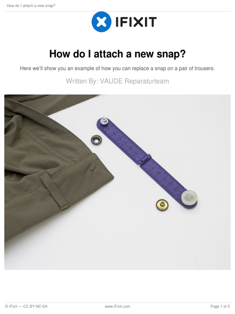 How Do I Attach A New Snap | Download Free PDF | Sewing | Fashion