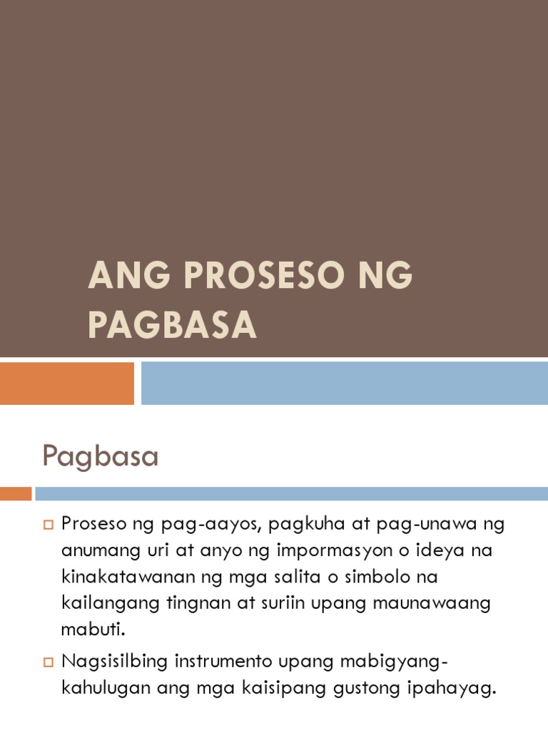 Ang Proseso NG Pagbasa | PDF