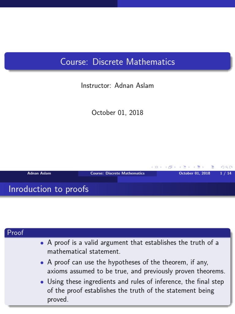 Introduction To Proofs 1 | PDF | Mathematical Proof | Theorem