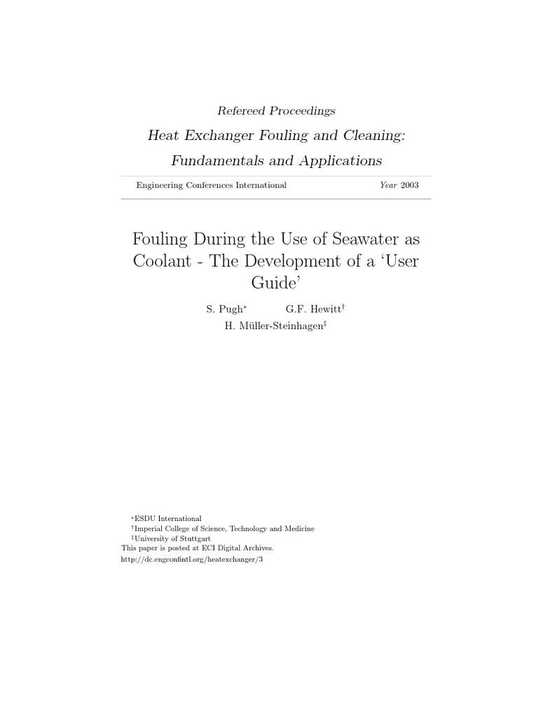 Sew Water Fouling - Calcium Carbonate .... | PDF | Heat Exchanger ...