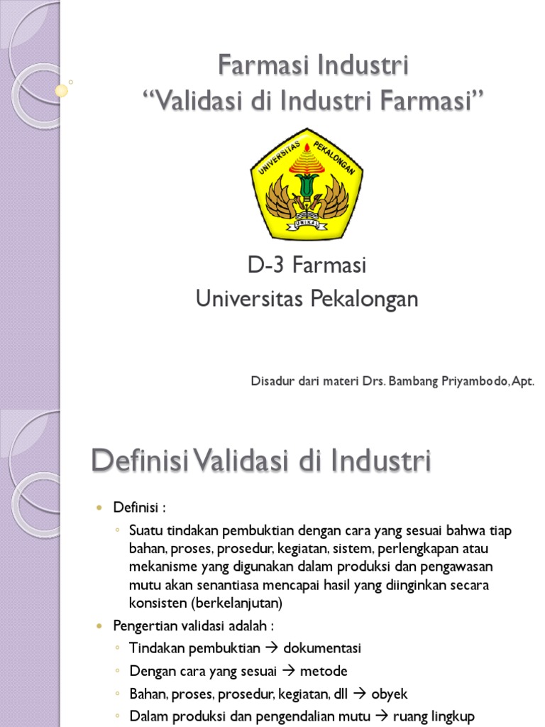 Validasi Di Industri Farmasi | PDF