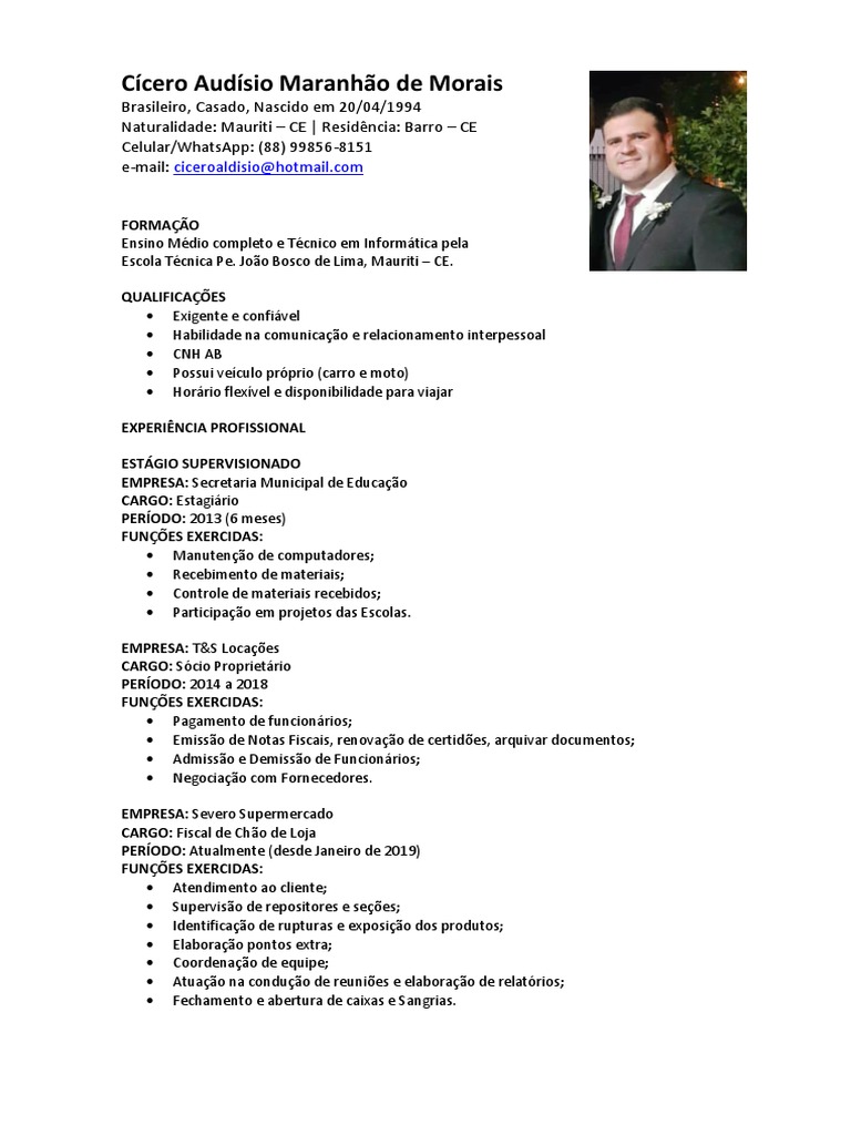 Curriculo Cicero Audisio PDF | PDF