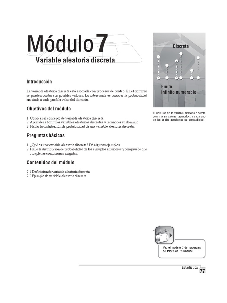 Módulo 7 de Estadística y Probabilidad | PDF | Variable aleatoria ...