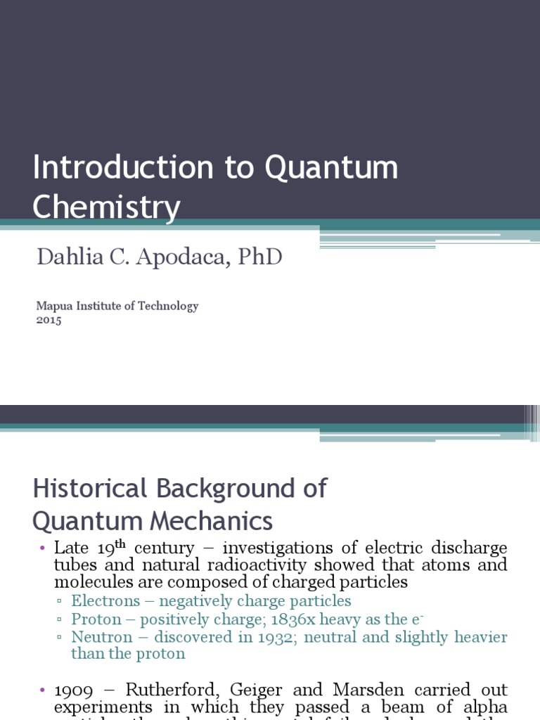 Introduction To Quantum Chemistry-Revised | PDF | Electron | Atoms