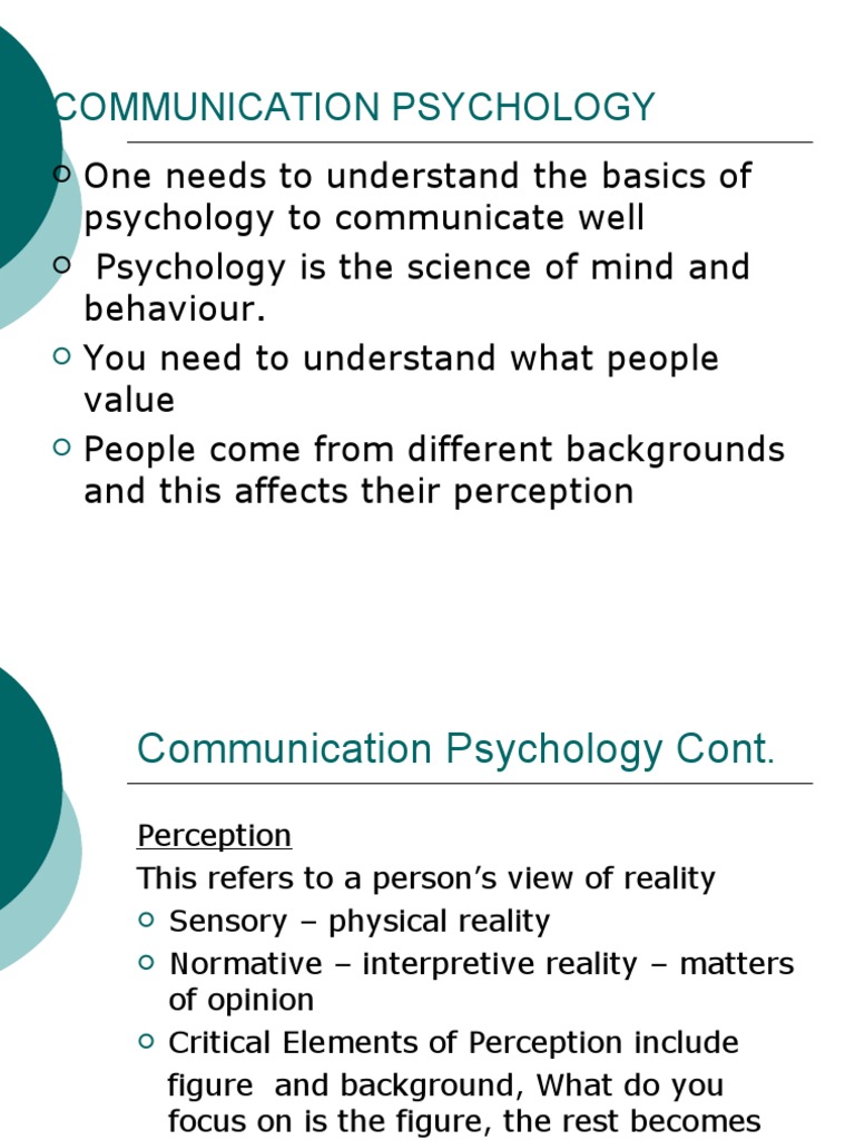 Communication Psychology | PDF | Communication | Perception