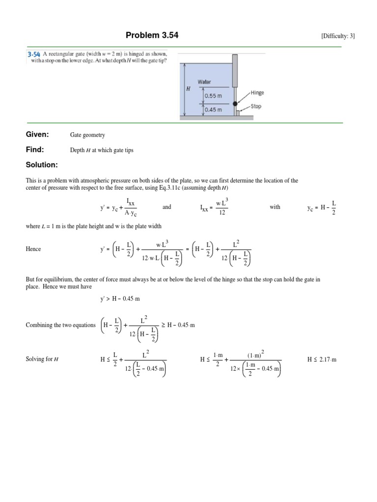 Problem 3.54: Given: Find: Solution | PDF | Physics | Mathematical Analysis
