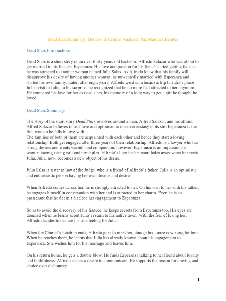 Dead Stars Summary | PDF | Love Dead Stars Summary | PDF | Love