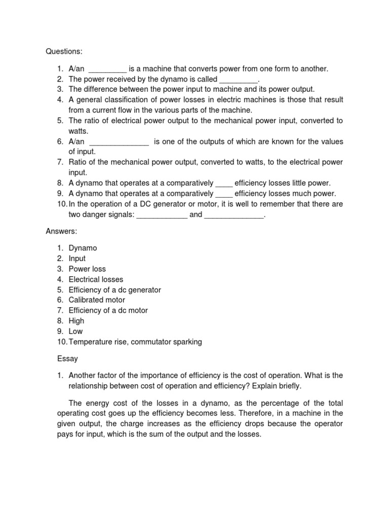 Dynamo Efficiency in GCSE Physics | PDF | Power (Physics) | Electric ...