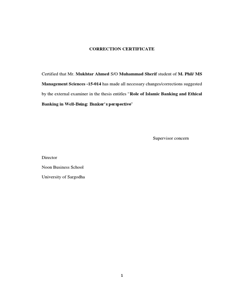 Correction Certificate: Certified That Mr. Mukhtar Ahmed S/O Muhammad ...