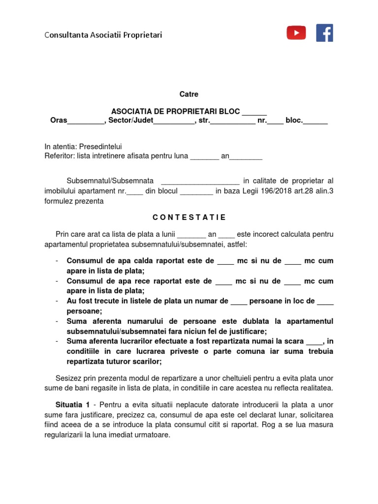 Model Contestatie Asociatie Proprietari | PDF