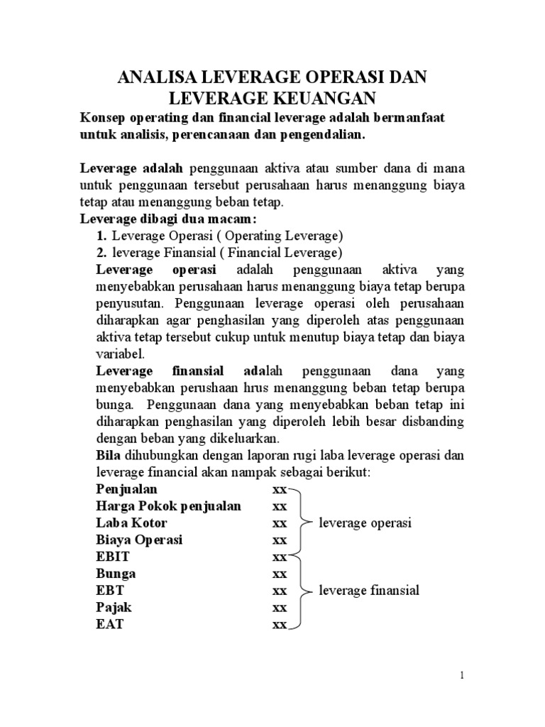 Analisa Leverage | PDF | Pengelolaan Keuangan & Uang