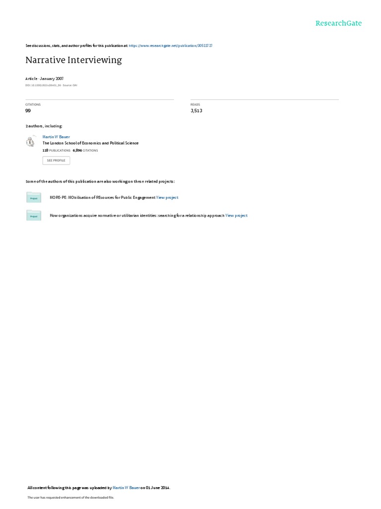 Narrative Interviewing | PDF | Narrative | Storytelling