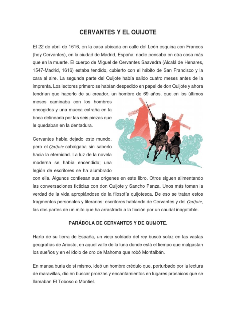 Cervantes y El Quijote | PDF | Don Quijote | Miguel De Cervantes