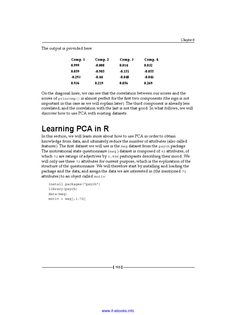 Pca In R Pdf Principal Component Analysis Correlation And Dependence